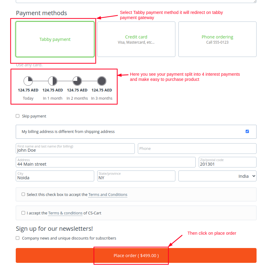 CS-Cart Tabby Payment Gateway